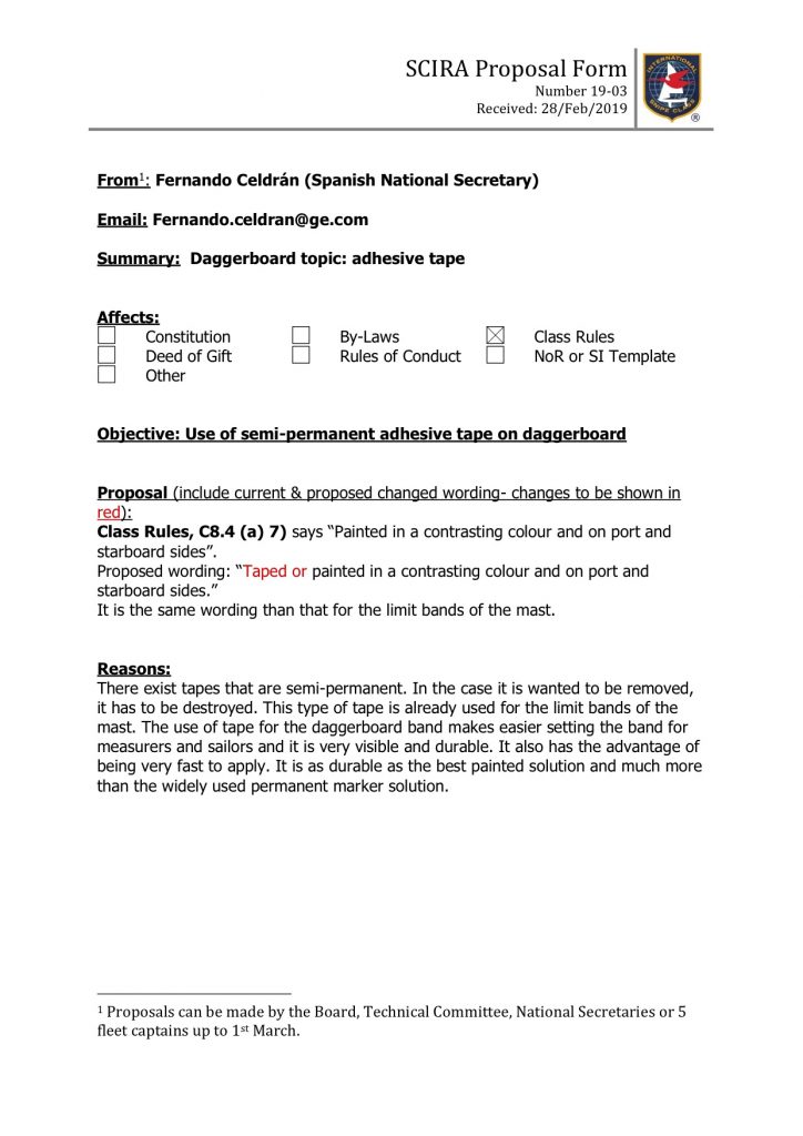 Rule Change Proposal: 19-03 Adhesive Tape - SnipeToday - Snipe Class ...