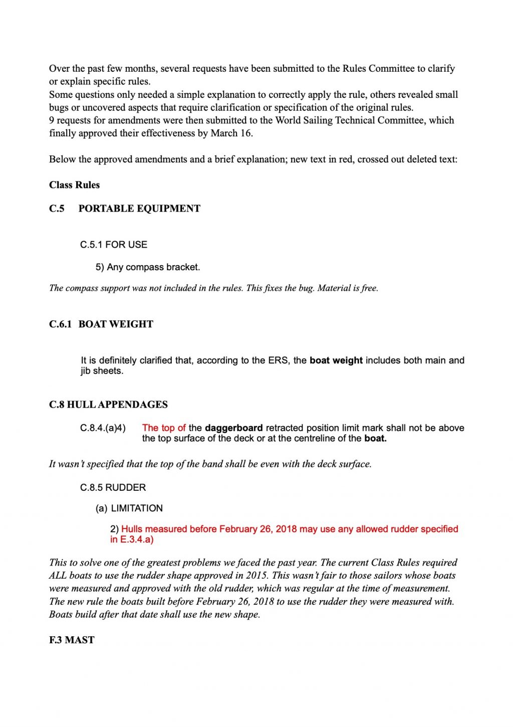 2020 Snipe Class Rules Amendments Approved by World Sailing ...