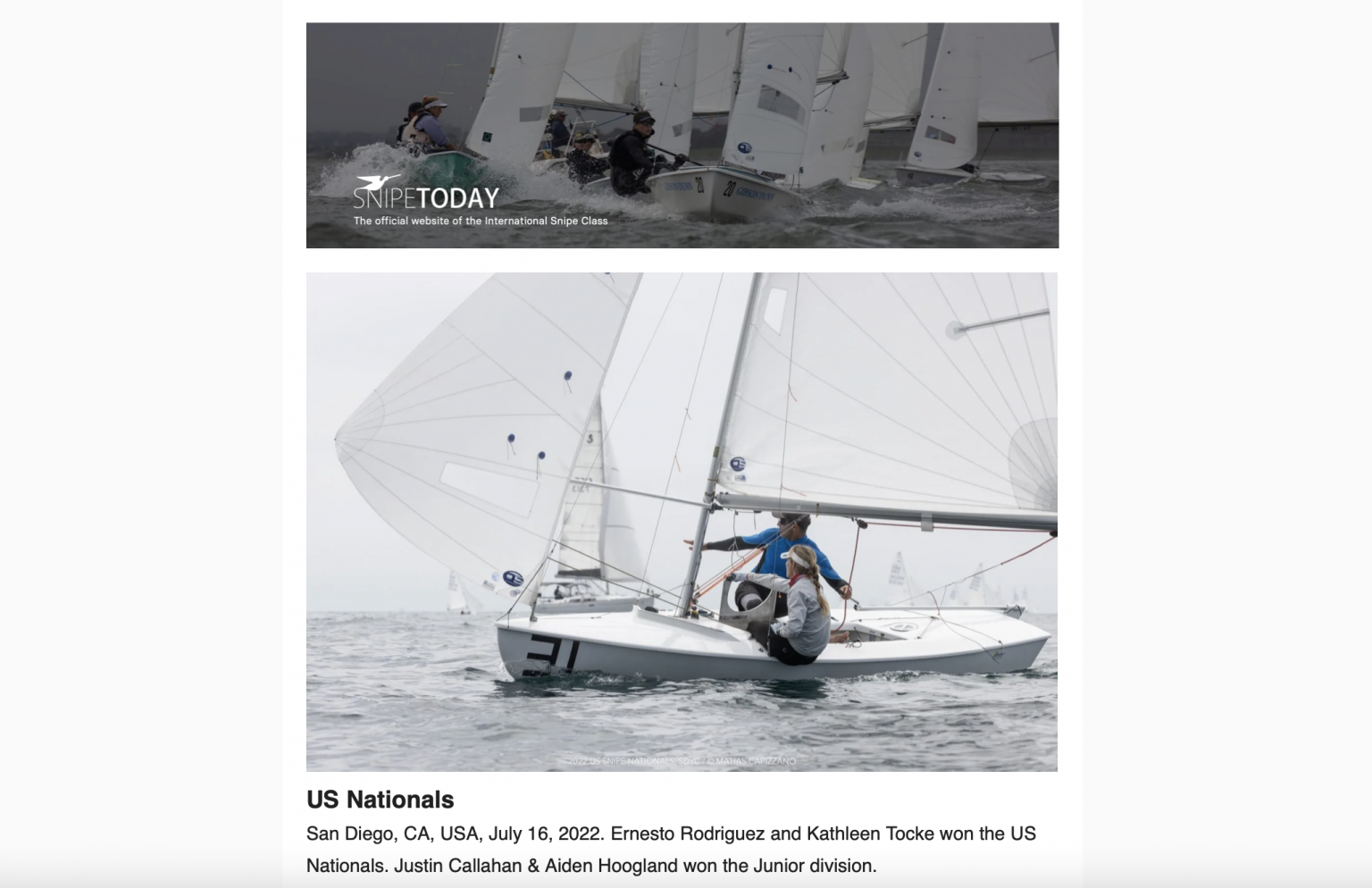 Snipe Class International | SnipeToday